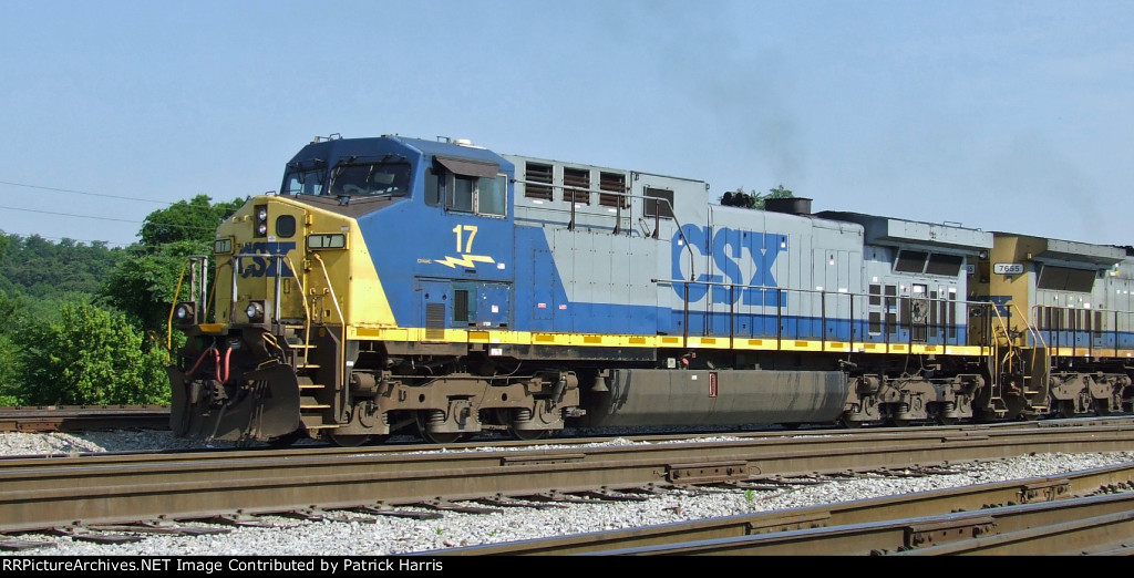 CSX 17 AC44CW and CSX 7655 C40-8W shoved backwards north through CSX Boyles Yard in Birmingham ...